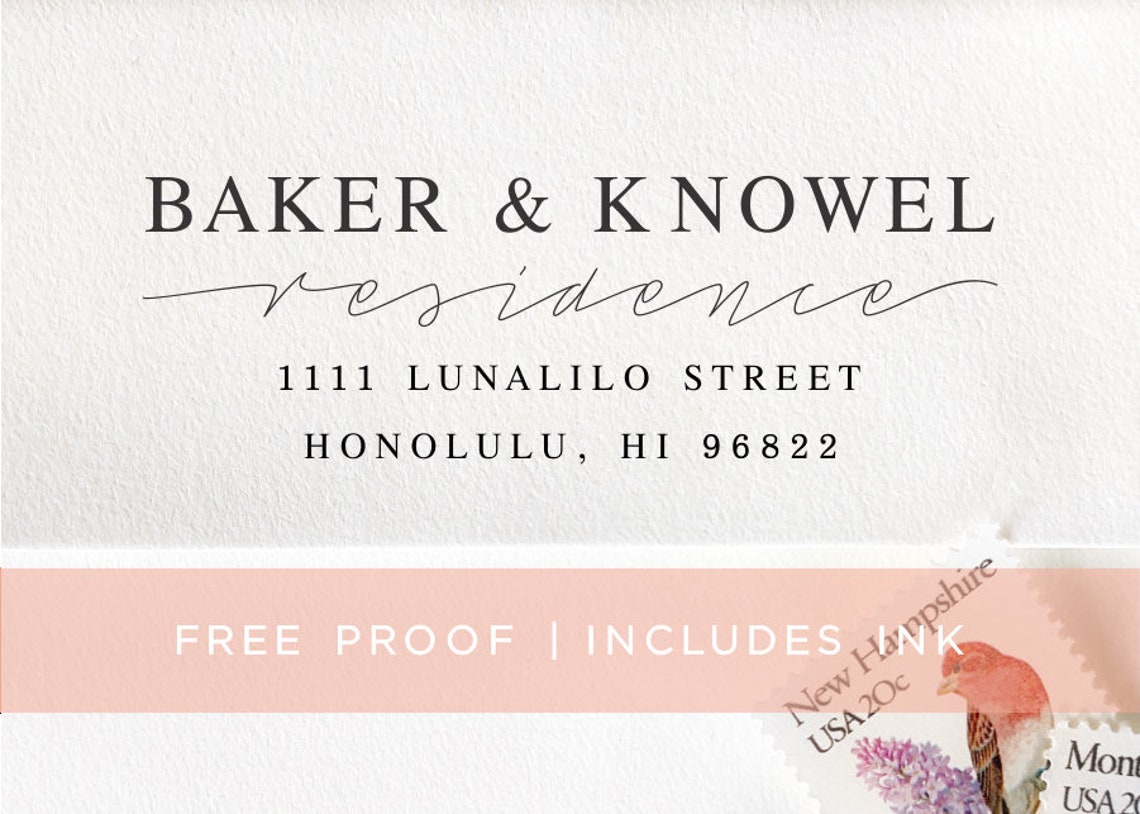 Custom Address Stamp: Classic Residence, Blended Family, Pre-inked - Etsy
