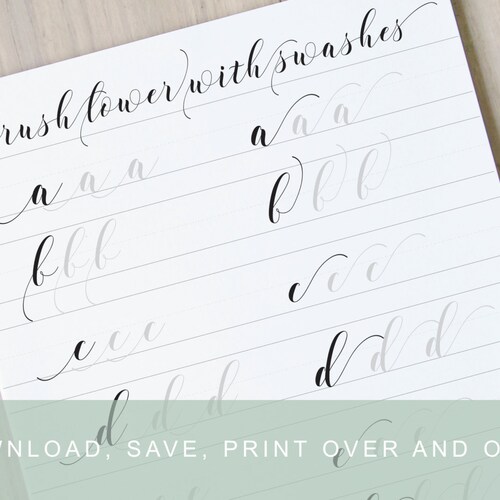 Modern Calligraphy Brush Lettering Workbook Practice Sheets | Etsy