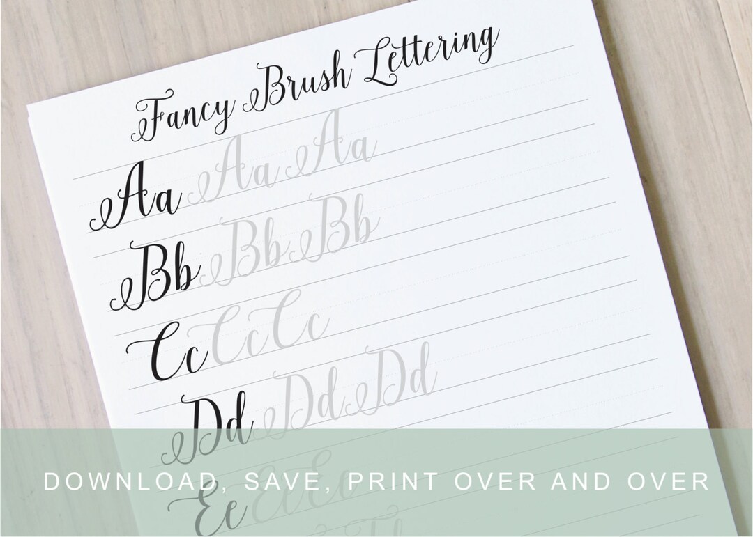 Fancy Brush Calligraphy Lettering Worksheets Calligraphy - Etsy
