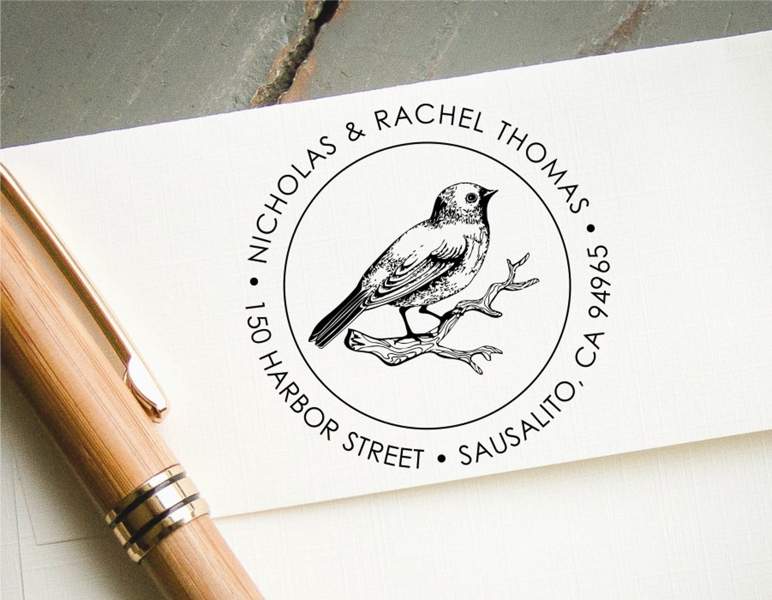 Custom Self Inking Address Stamp, Bird on Branch Return Address Stamp ...