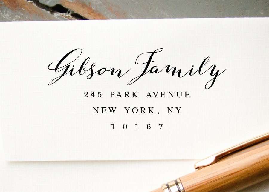 Two Last Names Address Stamp, Self-inking Custom Rubber Stamp ...