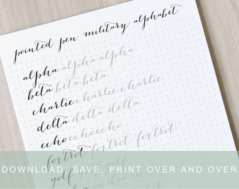 Intermediate Pointed Pen Lettering Worksheet Calligraphy | Etsy