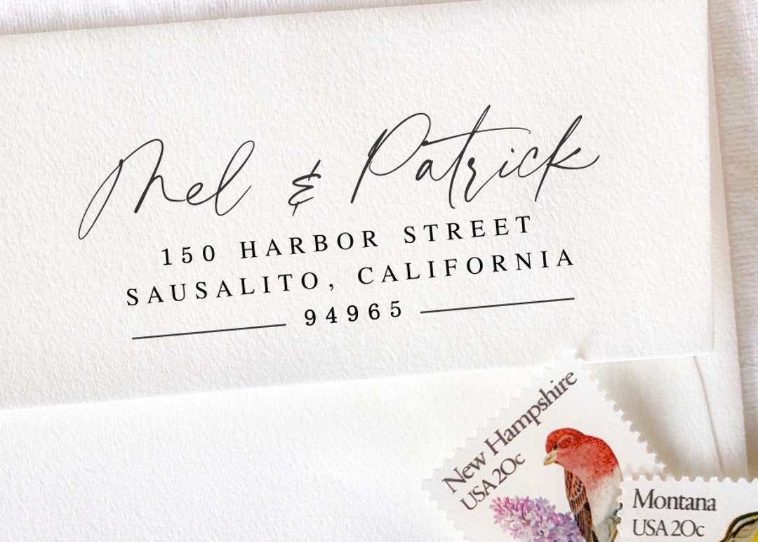 Custom Address Stamp, Self Inking Calligraphy Rubber Stamp ...