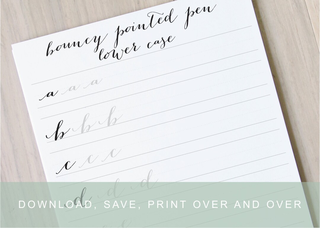 Bouncy Lower Case Calligraphy Practice Worksheet (PDF Pattern) - Etsy