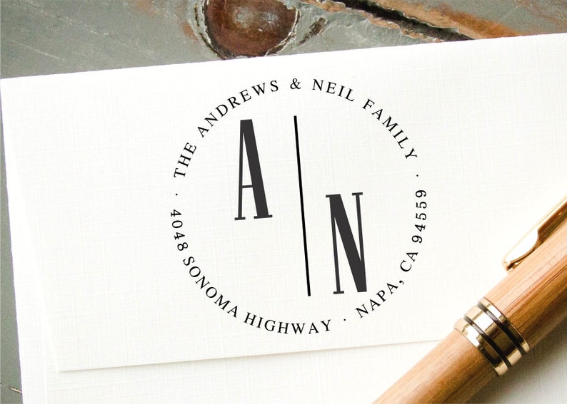 Self-inking Return Address Stamp Two Names Custom Round - Etsy