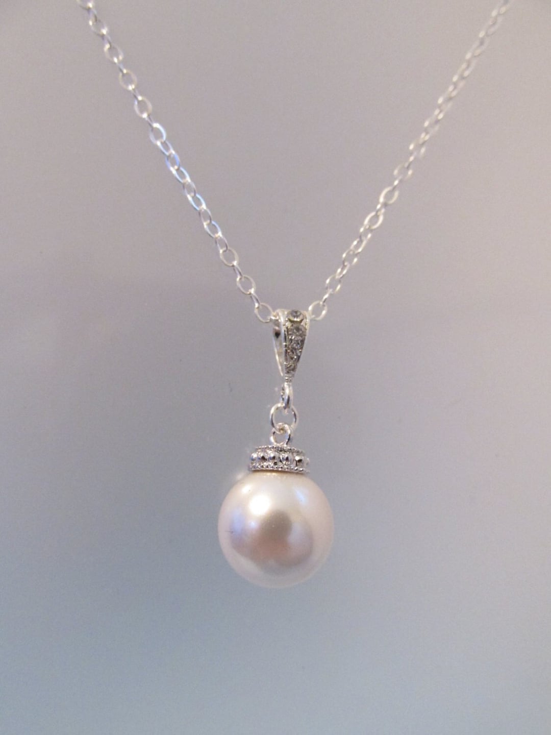 Swarovski Crystal Pearl Necklace, Pearl Necklace, Bride, Bridesmaid ...