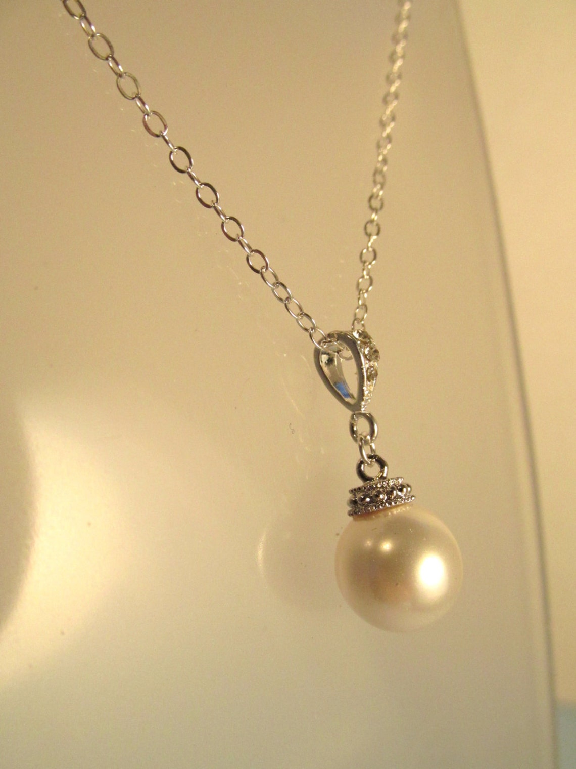 Swarovski Crystal Pearl Necklace, Pearl Necklace, Bride, Bridesmaid ...