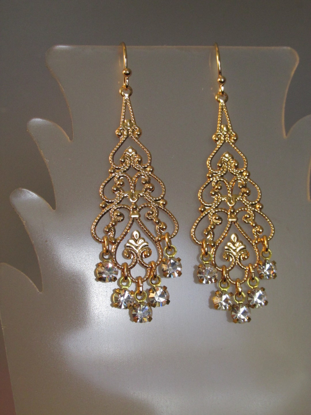 Swarovski Crystal Earring, Crystal Dangle Earring, Gold Filigree ...
