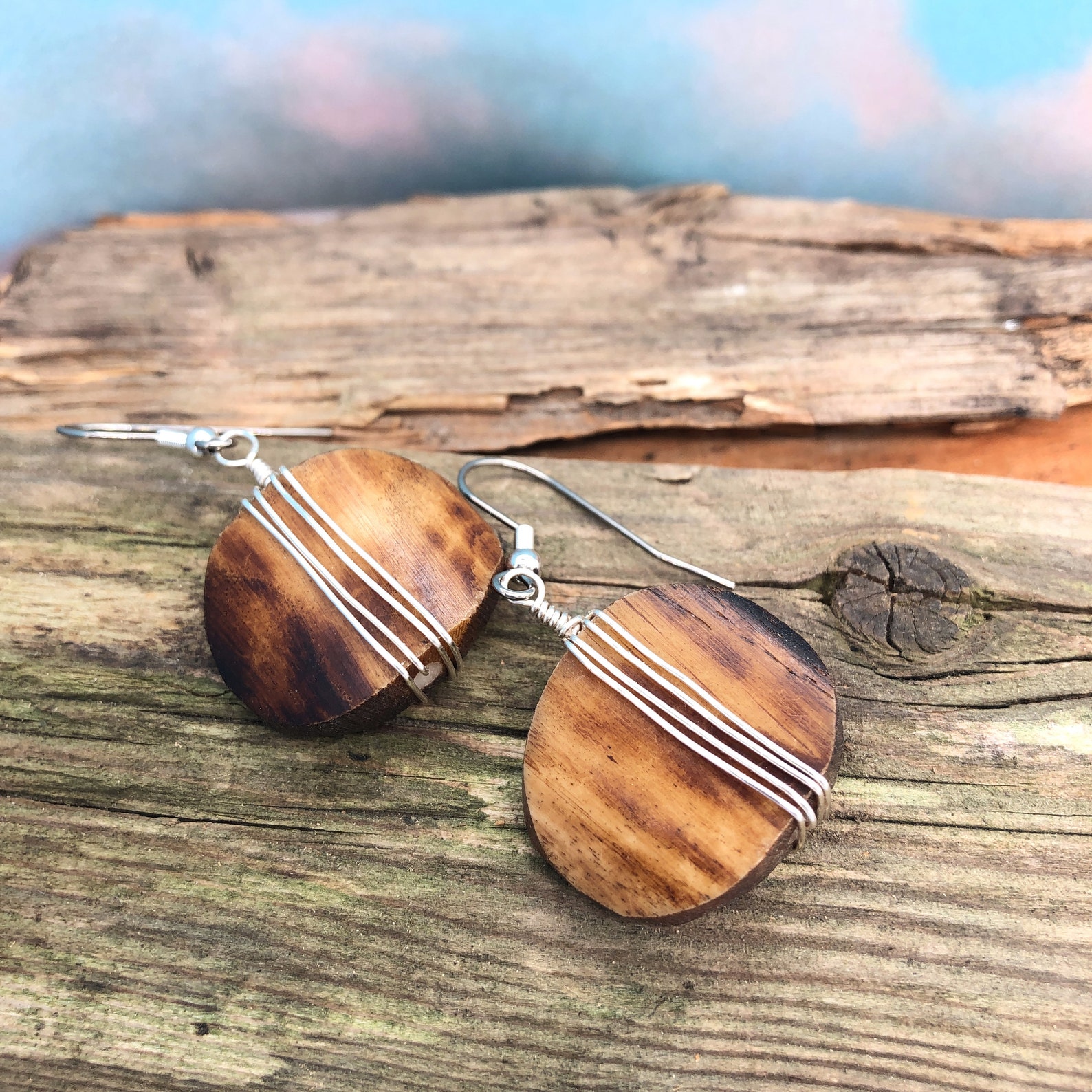 Camel Bone Earring, Bone Earrings, Wire Wrapped Camel Bone Earrings ...