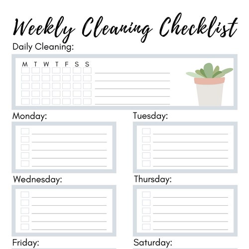 Self-customizable Weekly & Daily Checklist Fillable PDF - Etsy