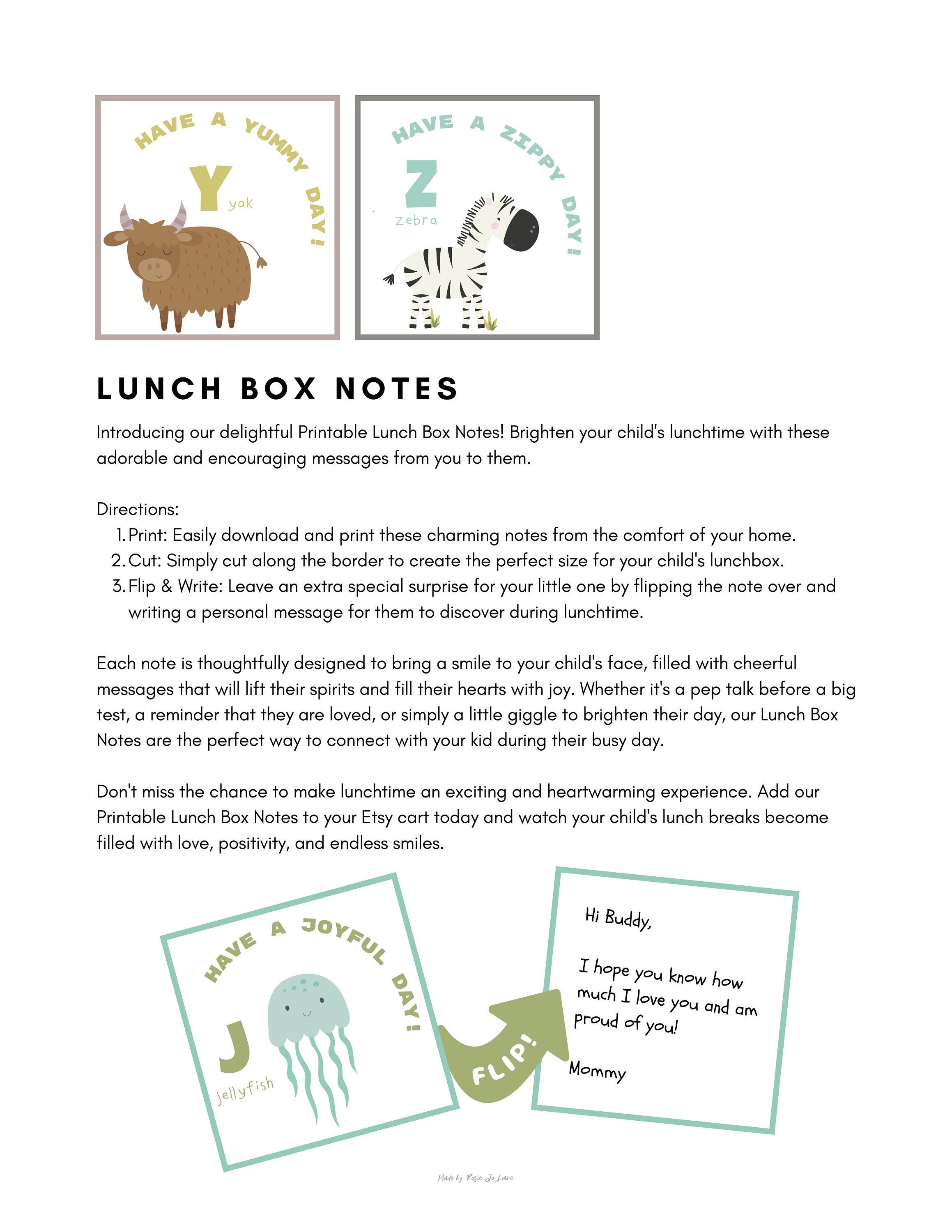 Lunch Box Notes, Lunch Notes for Kids, School Encouragements ...