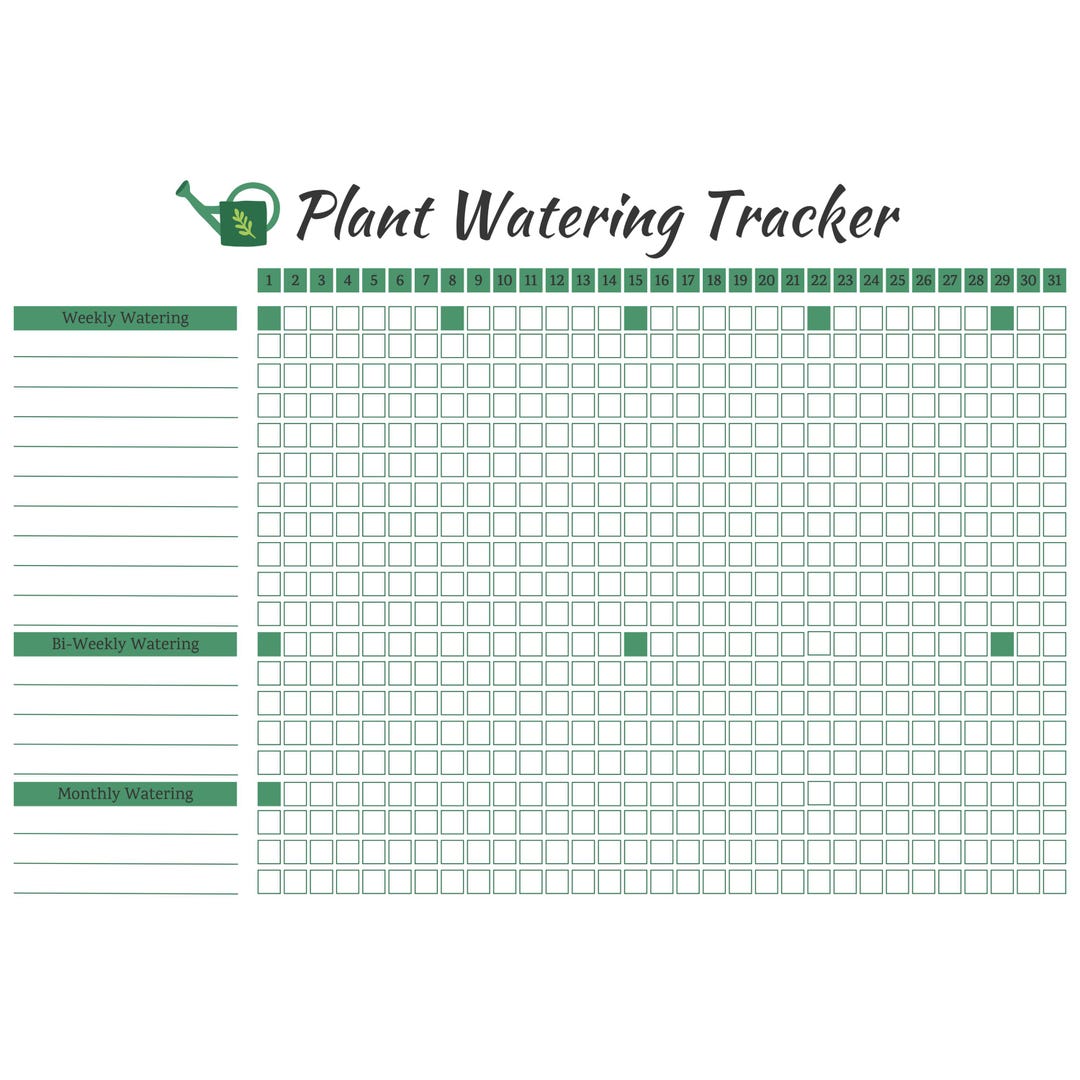 30 Day Plant Watering Tracker: Keep Your Plants Alive and Thriving ...