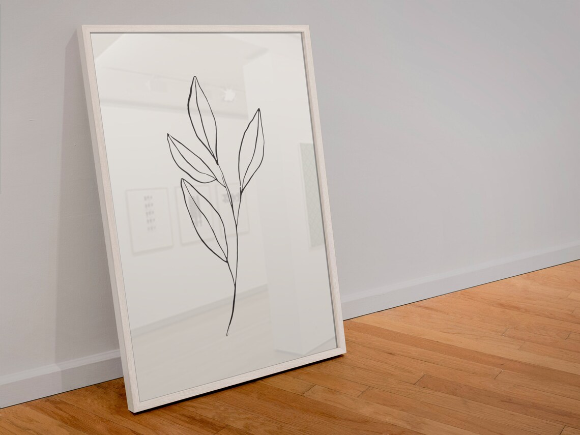 3 Digital Prints, Simple Leaf Design, Home Decor, Digital Print Wall ...