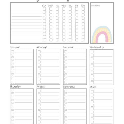 Weekly & Daily Checklist Fillable PDF Printable Checklist - Etsy