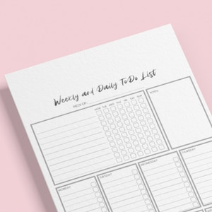 Weekly & Daily Checklist, Fillable PDF, Printable Checklist, Task ...