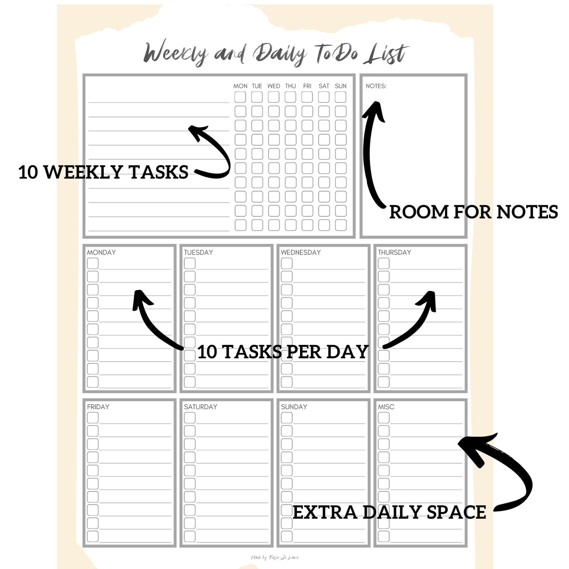 Weekly & Daily Checklist, Fillable PDF, Printable Checklist, Task ...