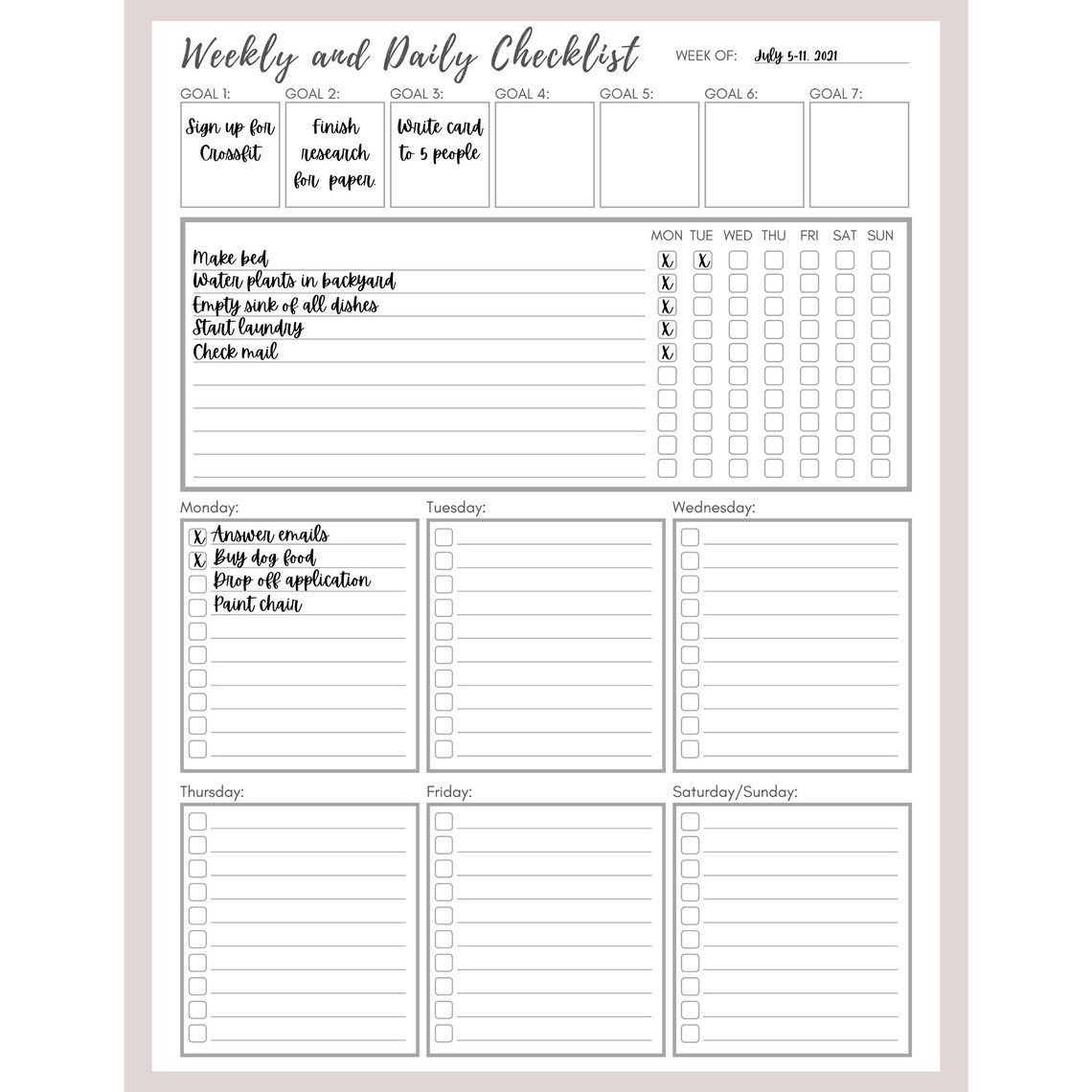 Custom Printable, You Design, Fillable PDF, Checklist, Task Schedule ...