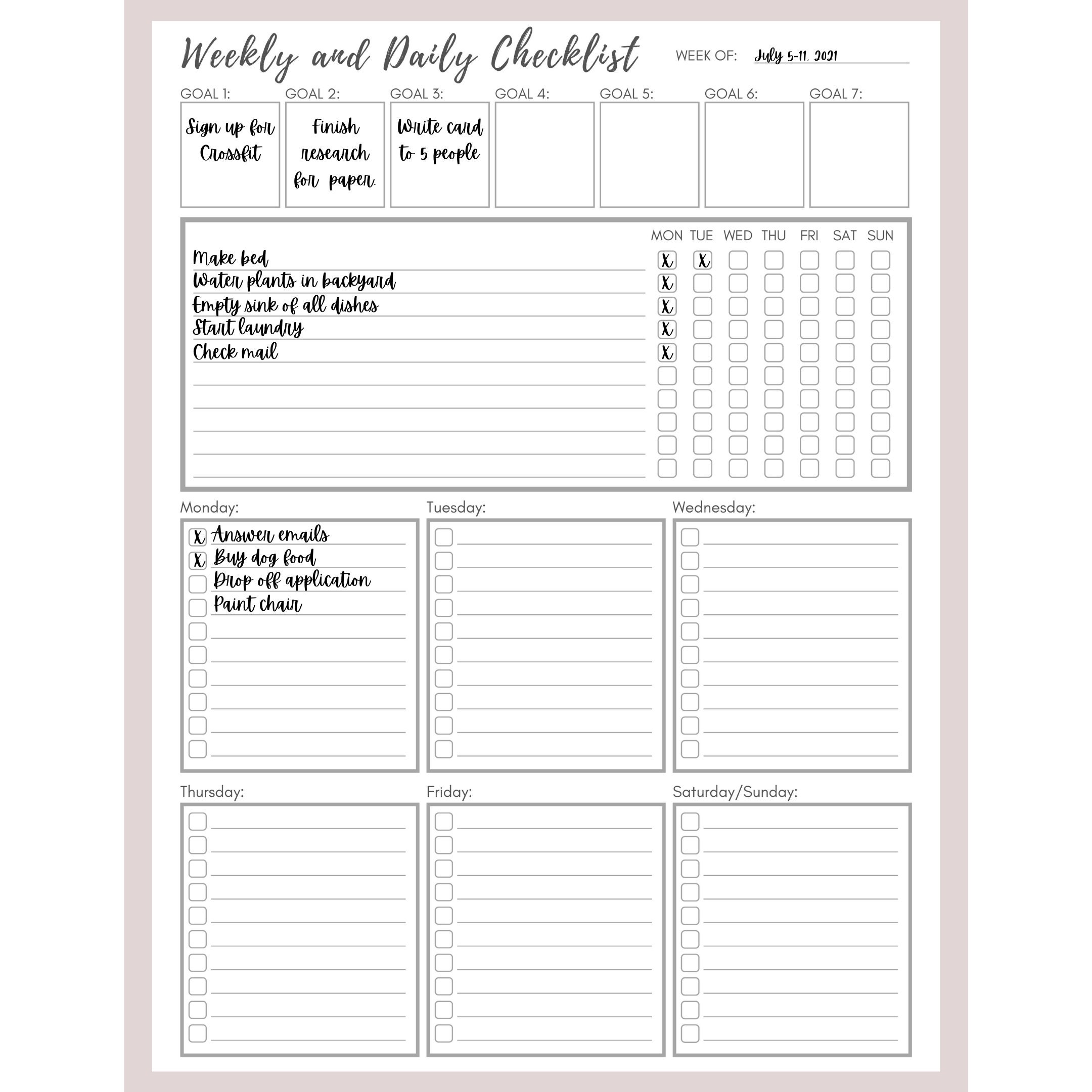 Custom Printable, You Design, Fillable PDF, Checklist, Task Schedule ...