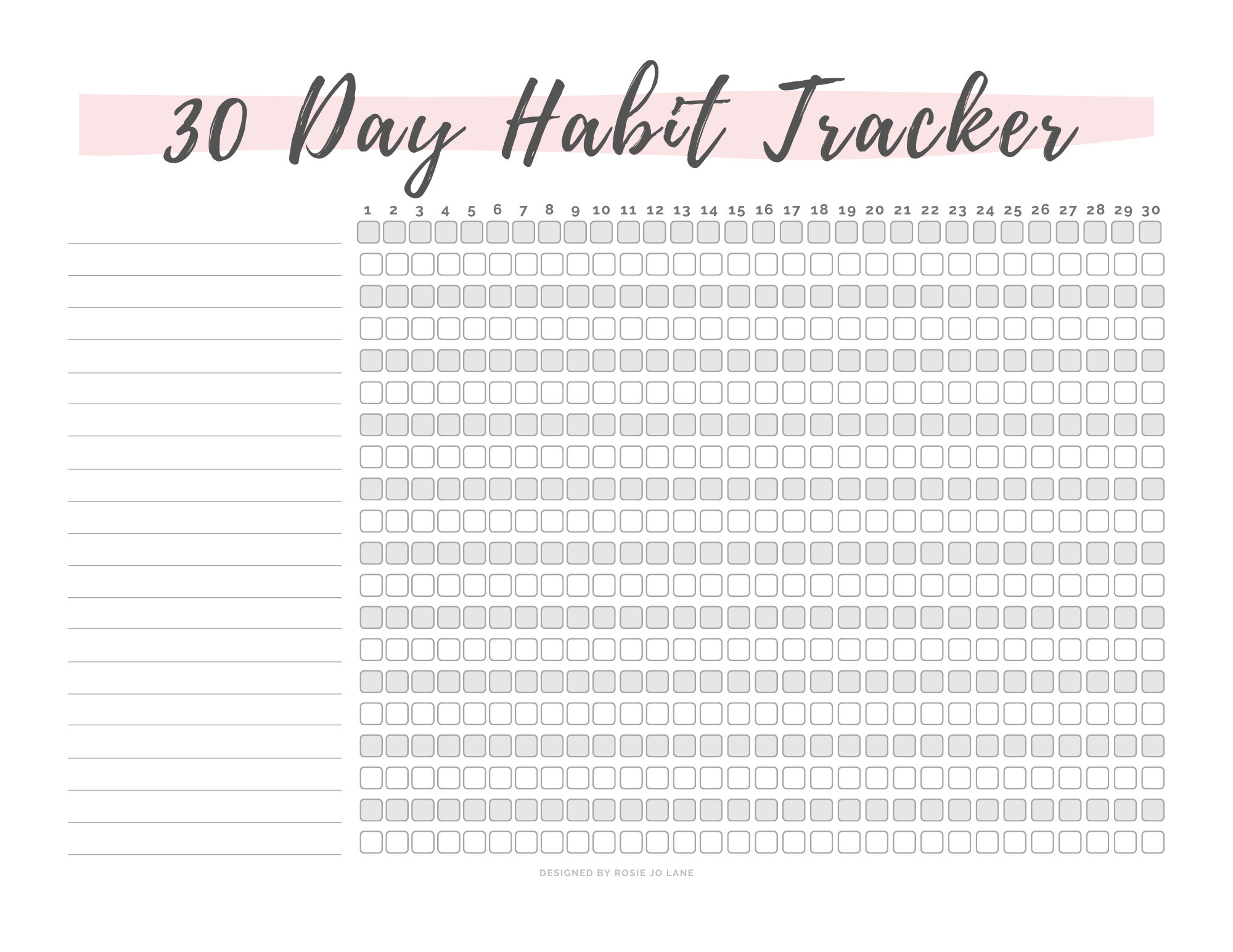 30 Day Habit Tracker Monthly Habit Tracker Blank Tracker | Etsy