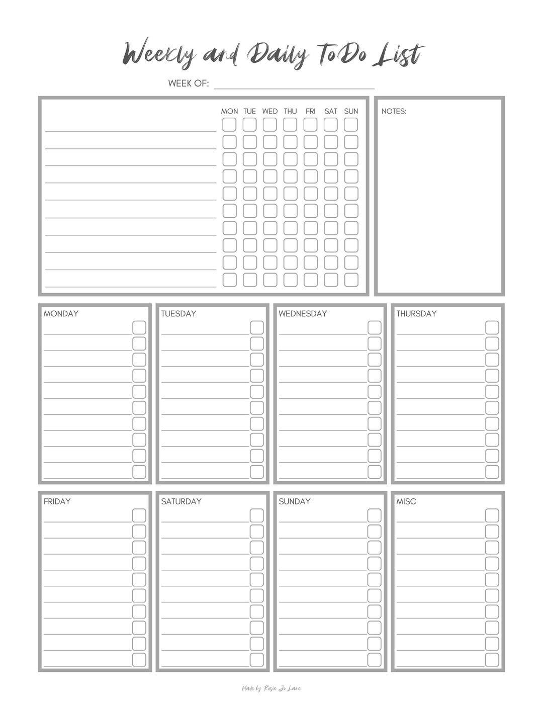 Weekly & Daily To-do List: Printable Task Schedule (fillable PDF) - Etsy