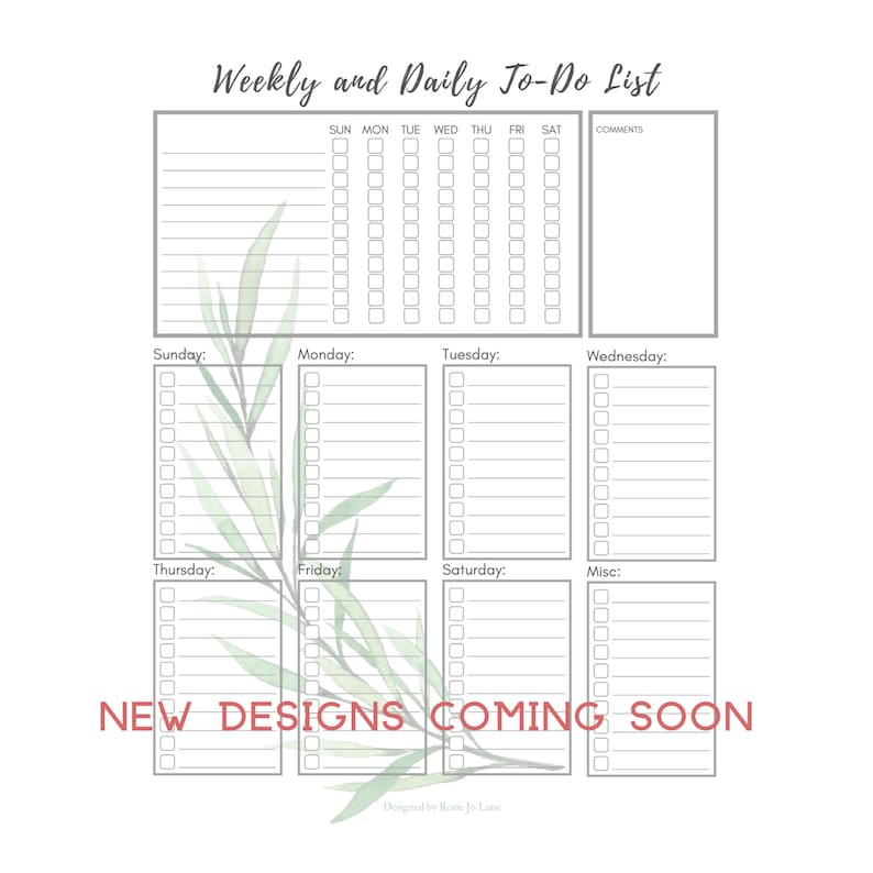 Self-Customizable Weekly & Daily Checklist Fillable PDF | Etsy