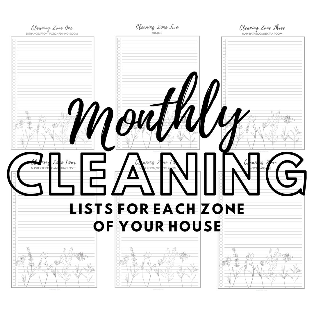 Fillable Cleaning Checklist: Monthly Home Cleaning Planner (PDF) - Etsy
