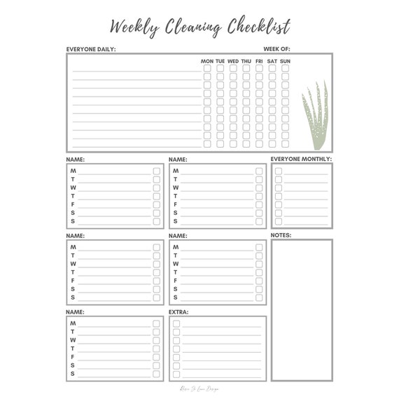 Family Weekly Daily & Monthly Checklist Fillable PDF | Etsy