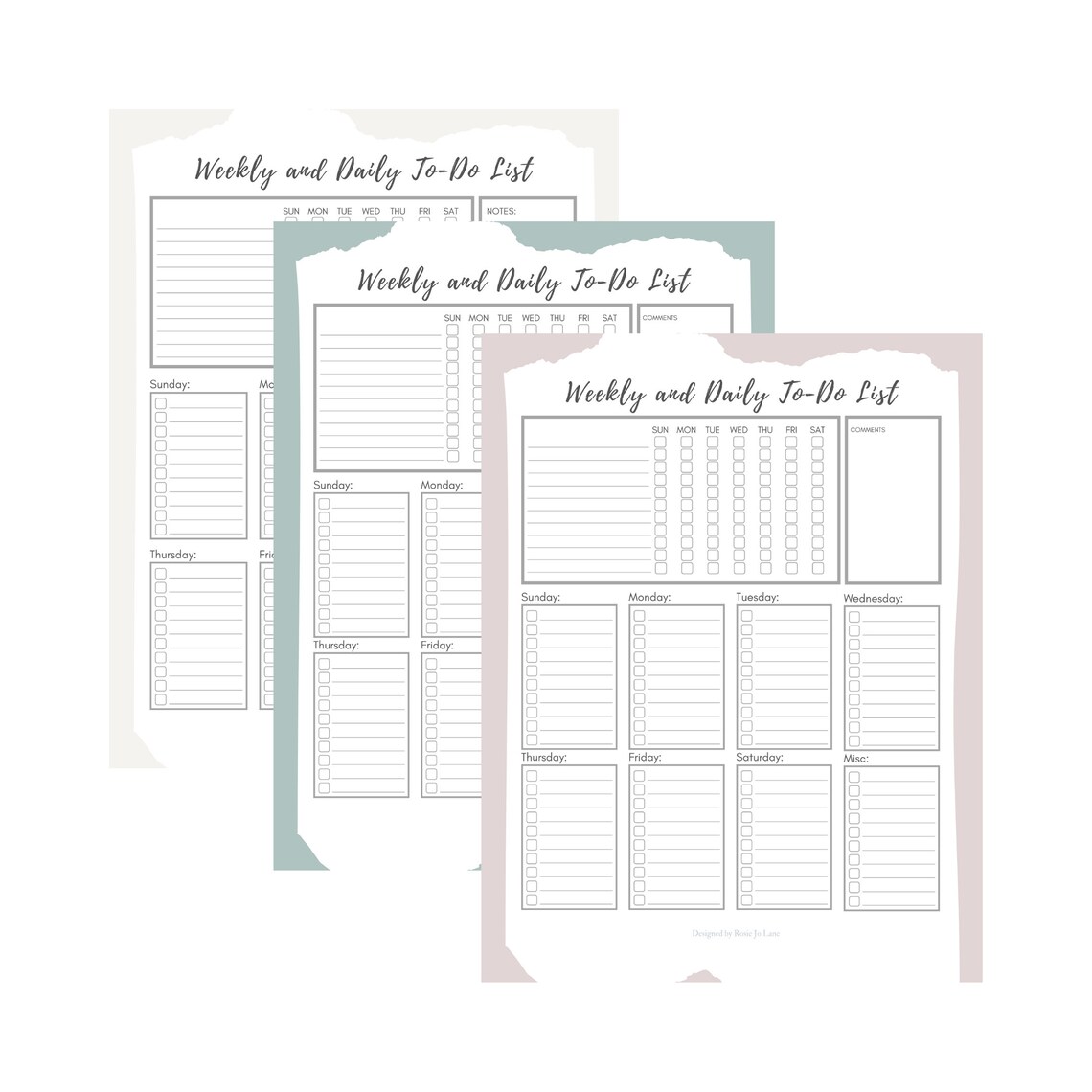 Weekly & Daily Checklist Fillable PDF Printable Checklist - Etsy Canada