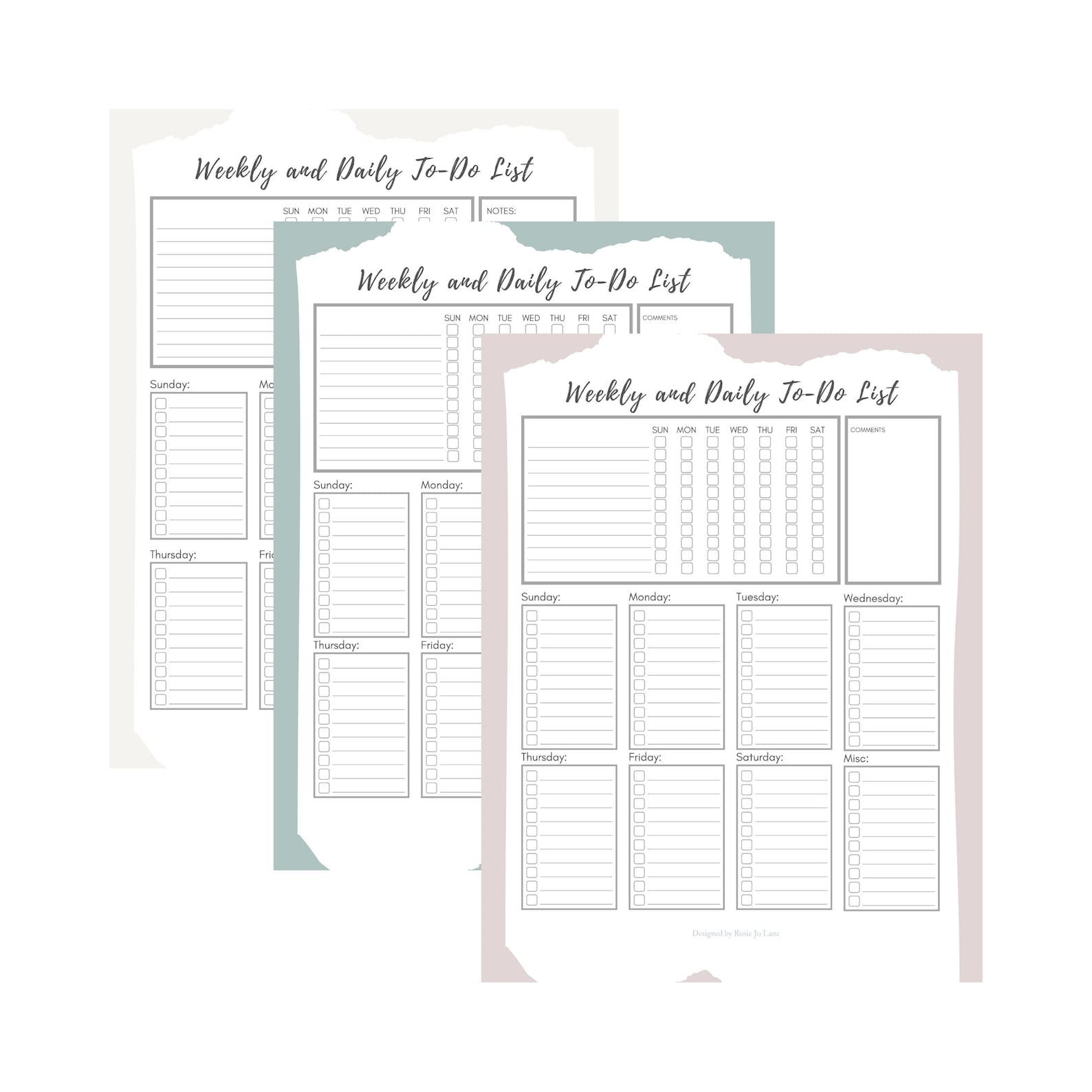 Weekly & Daily Checklist Fillable PDF Printable Checklist - Etsy Canada