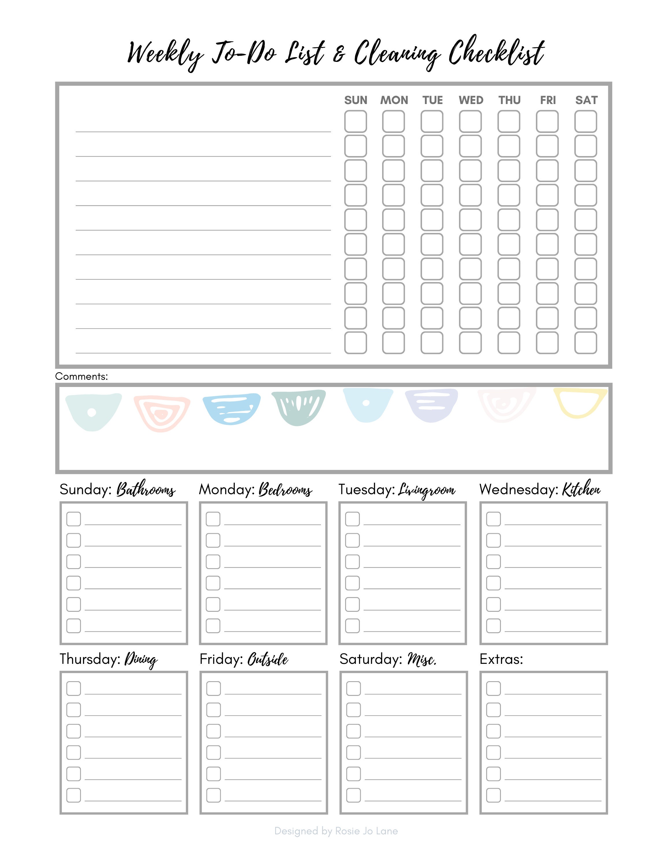 Blank To-do List & Cleaning Checklist, To-do List, Cleaning, Daily ...