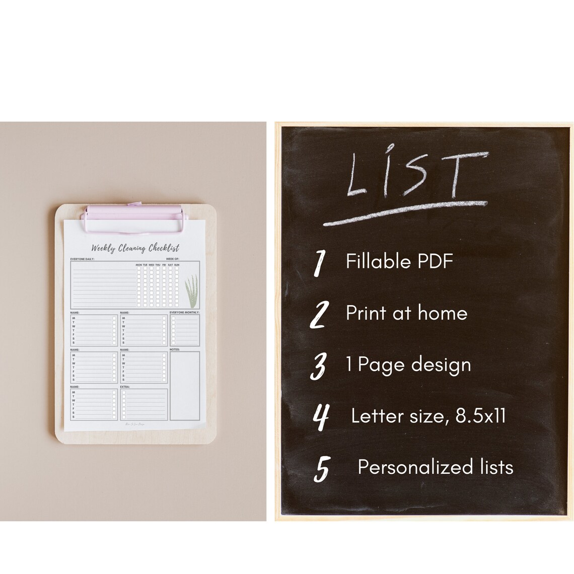 Family Weekly, Daily, & Monthly Checklist, Fillable PDF, Printable ...