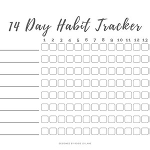 14 Day Habit Tracker, Printable Habit Tracker, Blank Habit Tracker ...