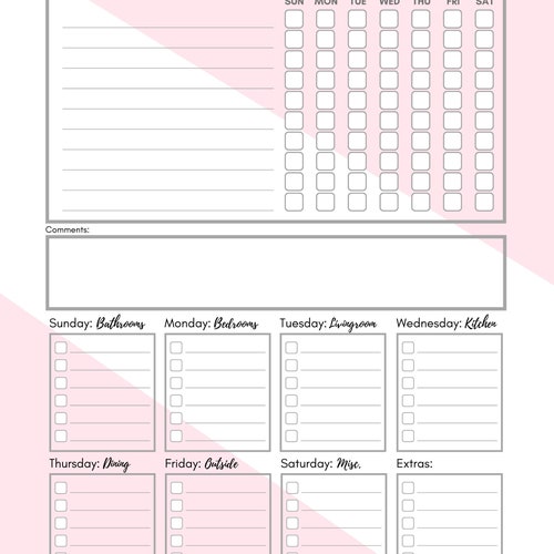 Personalized Weekly Cleaning Checklist Printable Cleaning - Etsy