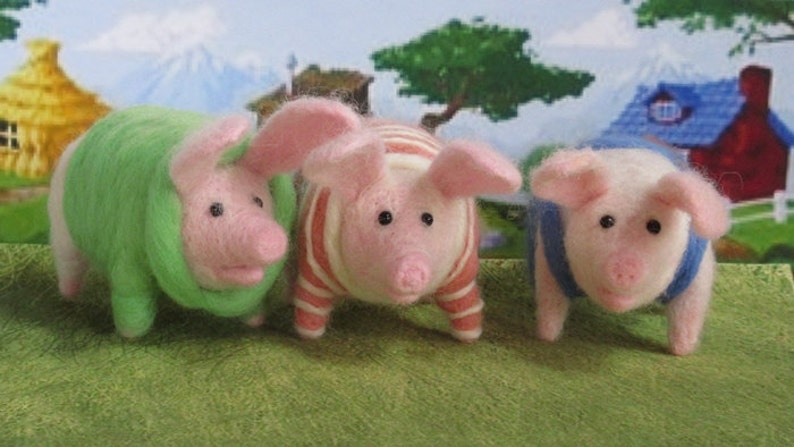 Piggy #1 Wool Needle Felted Three Little Pigs Tammy Swinette in Her ...