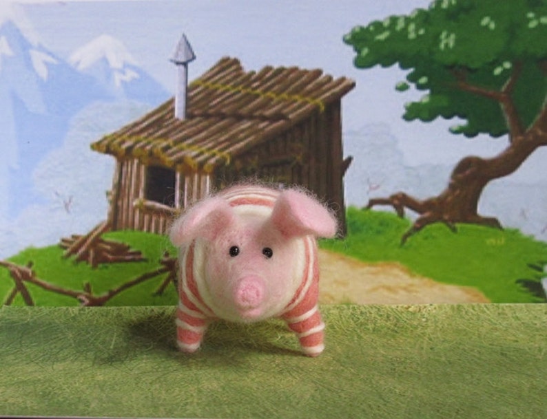 Pig #2 Wool Needle Felted Three Little Pigs Piggy Sue in Her Lovely ...