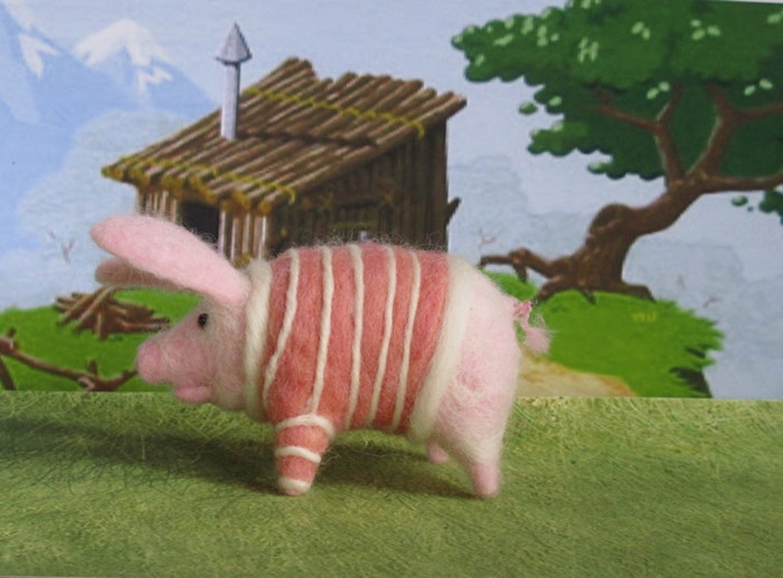 Pig #2 Wool Needle Felted Three Little Pigs Piggy Sue in Her Lovely ...