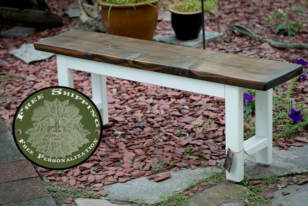 Farmhouse Table Bench, Painted Bench 48", Wood Bench, Wooden Bench ...