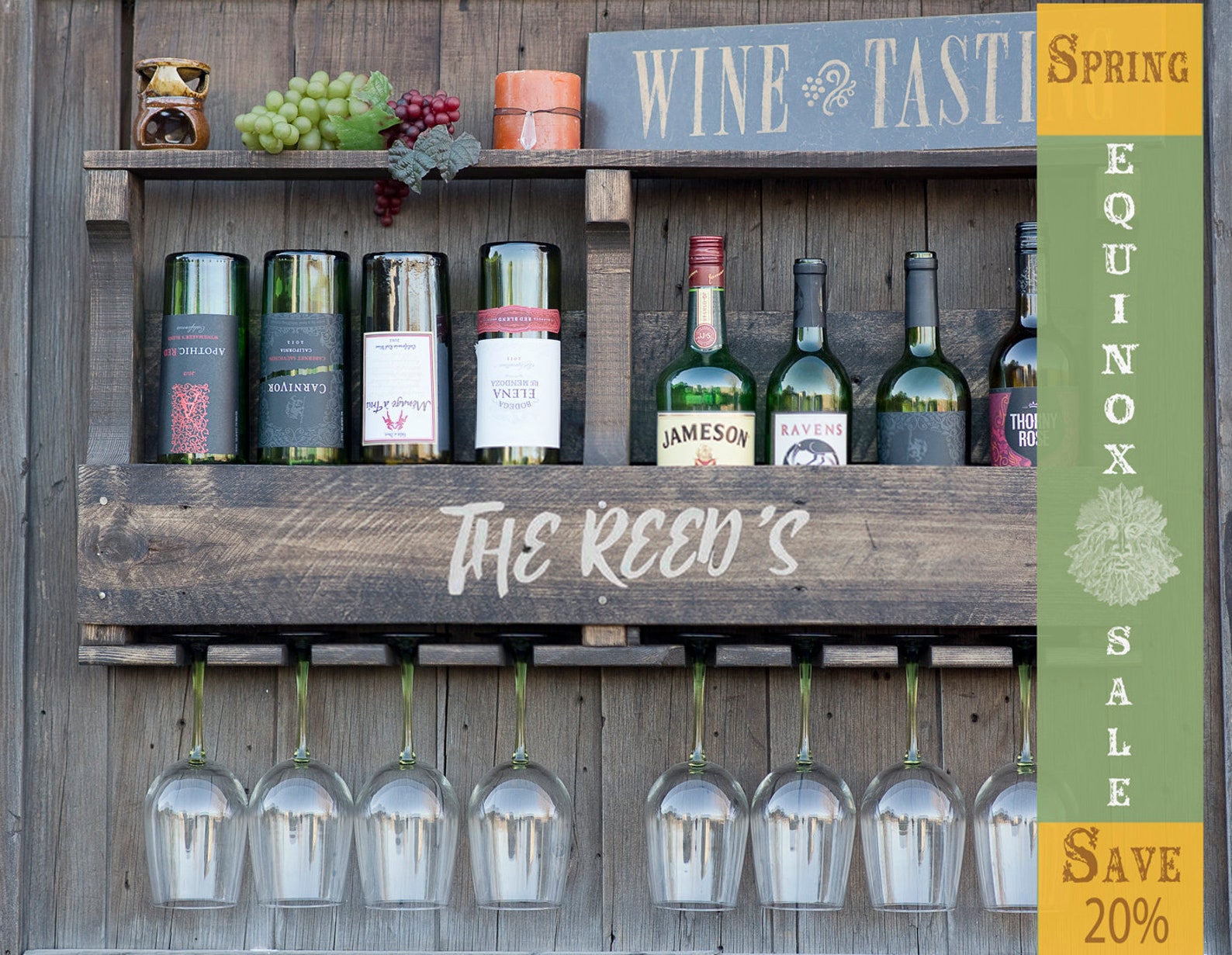 8 Bottle Wine Rack Inverted Wall Mounted Wine Rack / Wine | Etsy