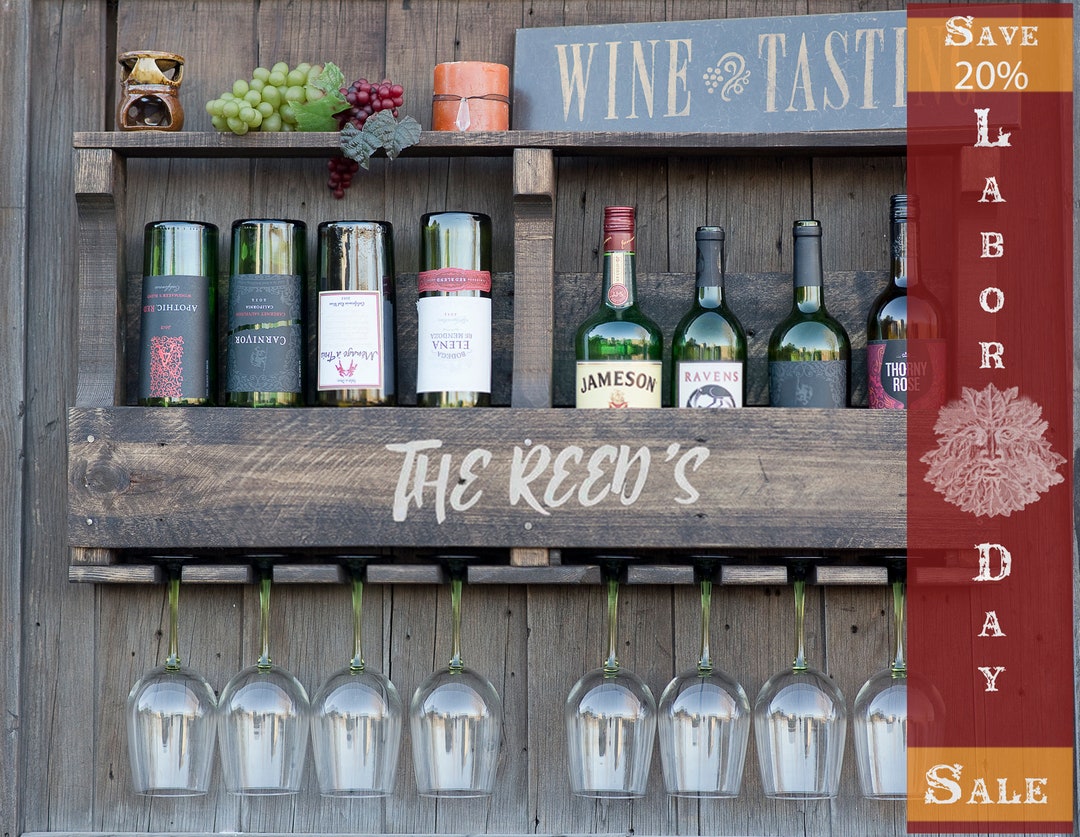 8 Bottle Wine Rack Inverted Wall Mounted Wine Rack / Wine - Etsy