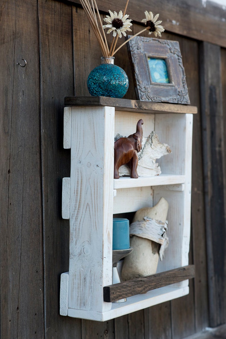 Bathroom Shelf/ Two Tone Shelf / Wall Shelf / Floating Shelf / Wooden ...