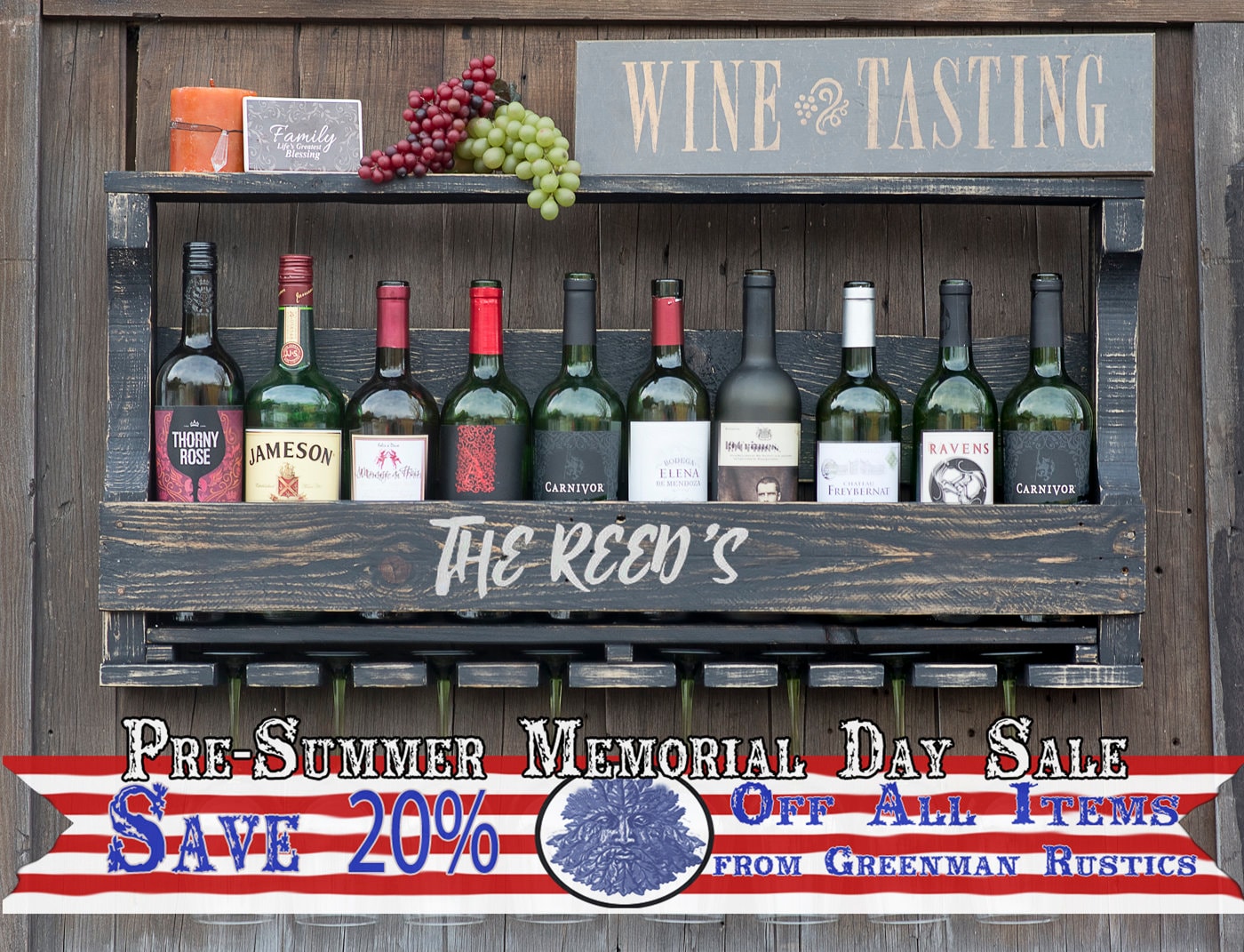 Rustic Wine Rack Wedding Gift Wood Distressed painted | Etsy