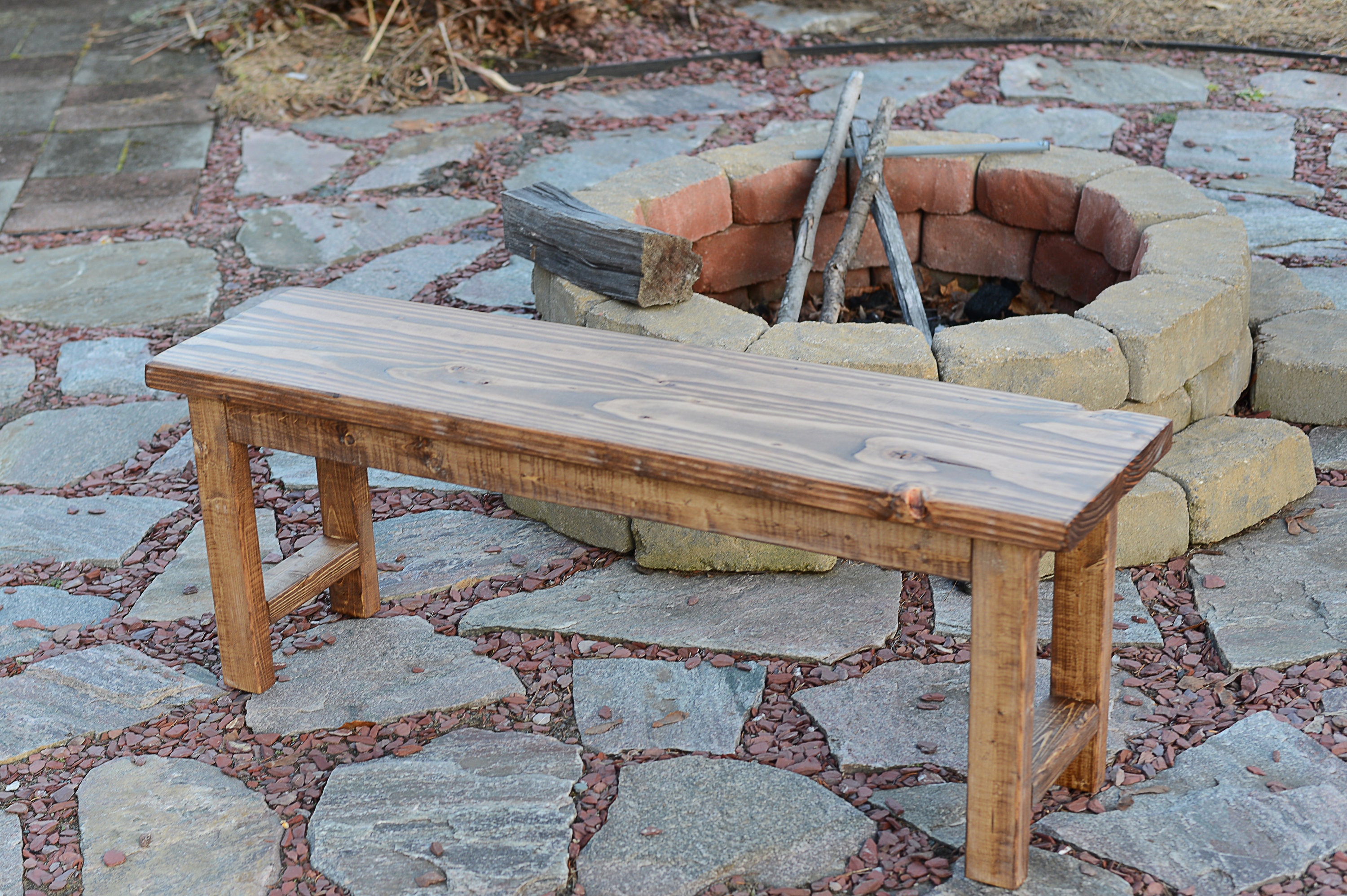 Rustic Wood Entryway Bench Farmhouse Dining Bench Industrial Wooden ...