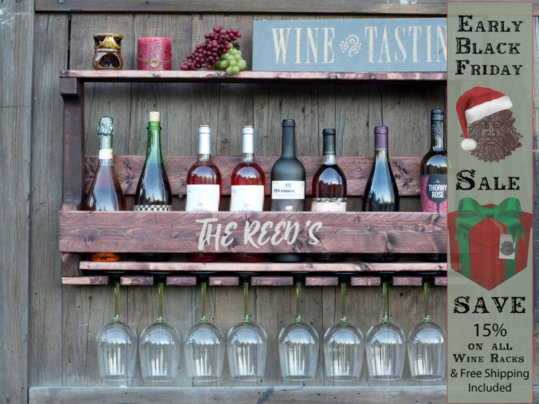 Wine Rack Personalized Wine Rack Wall Mounted Wood Wine - Etsy