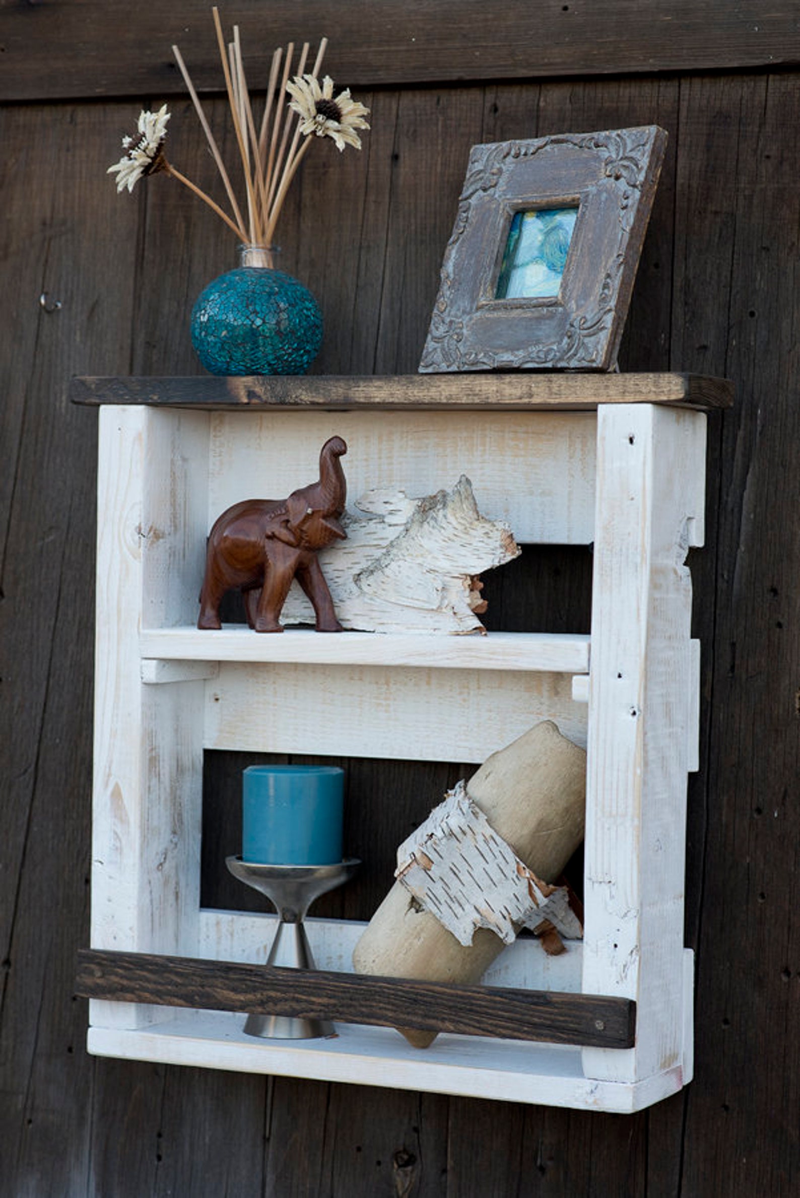 Bathroom Shelf/ Two Tone Shelf / Wall Shelf / Floating Shelf / Wooden ...