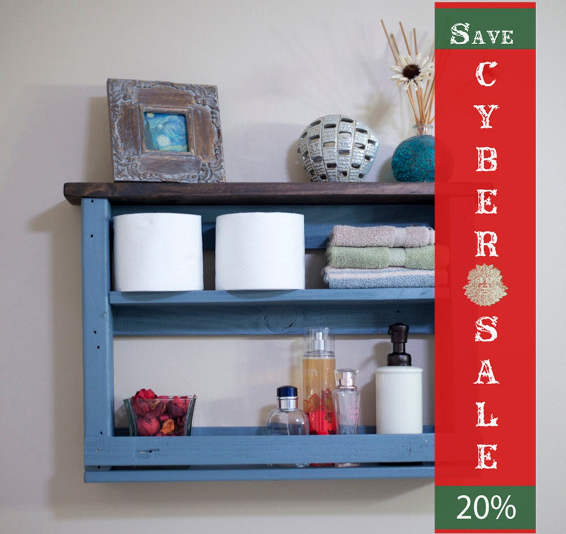 Bathroom Shelf/ Two Tone Shelf / Wall Shelf / Floating Shelf / Wooden ...