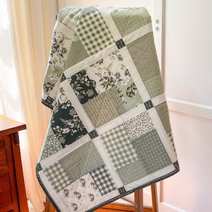 Handmade Sage Green Floral Baby Quilt | Patchwork Nursery Heirloom - Etsy