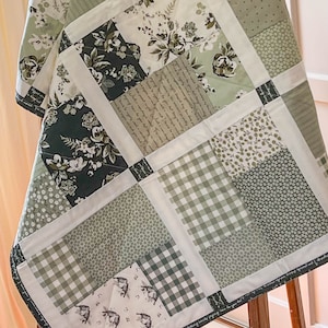 Handmade Sage Green Floral Baby Quilt | Patchwork Nursery Heirloom - Etsy