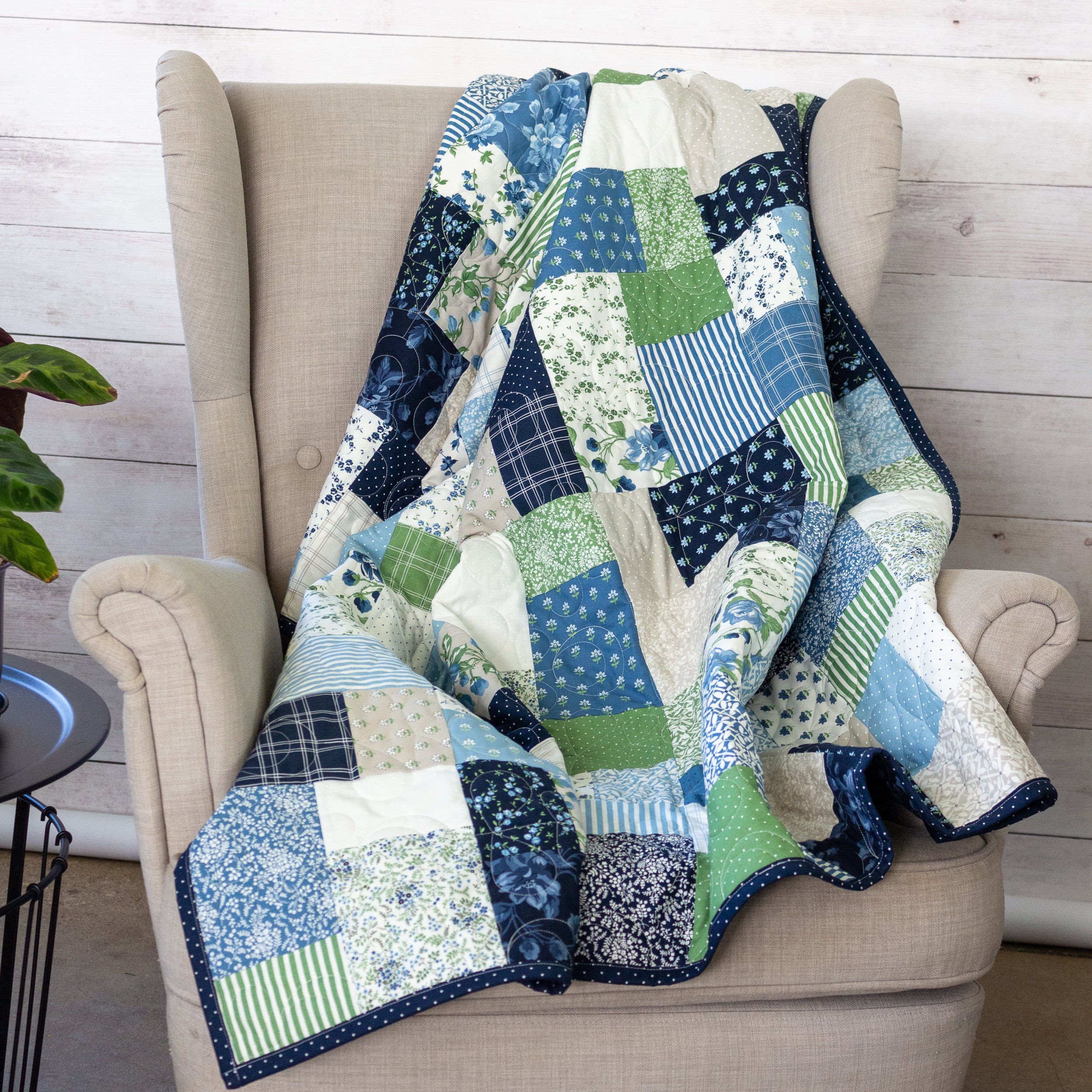 Navy and green quilt store