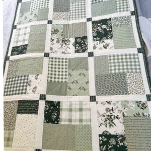 Sage Green Baby Quilt | Handmade Gift for New Baby | Patchwork Crib ...