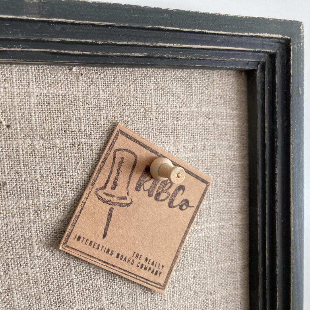 Framed Fabric Pin Board | Stepped Handmade Aged Black Noticeboard | Eco ...